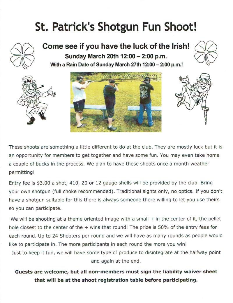 ST. Patrick Shotgun fun shoot - Putnam Fish and Game Club